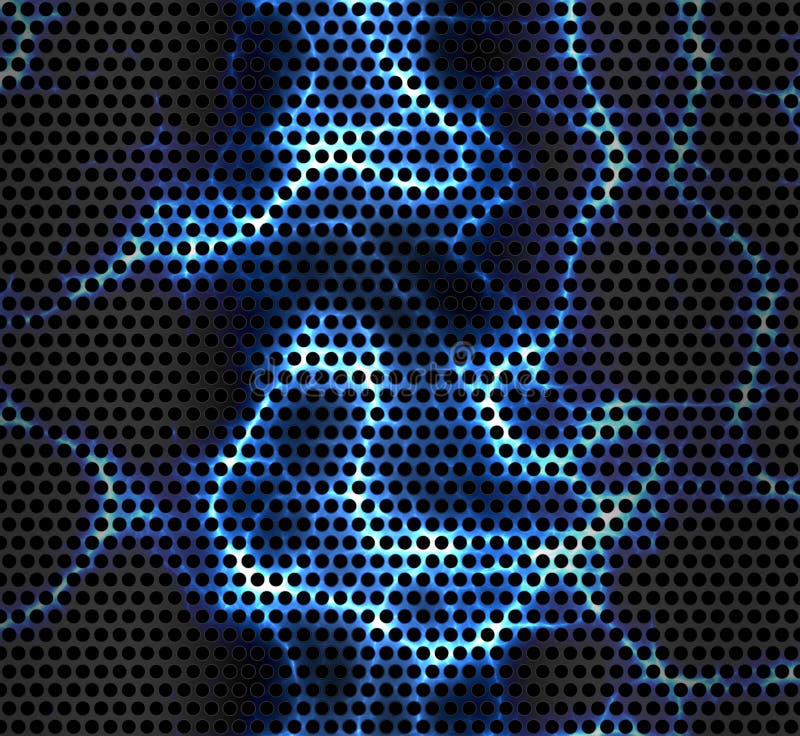Lightning or Electricity Pattern on a Circle Metal Grid Background ...