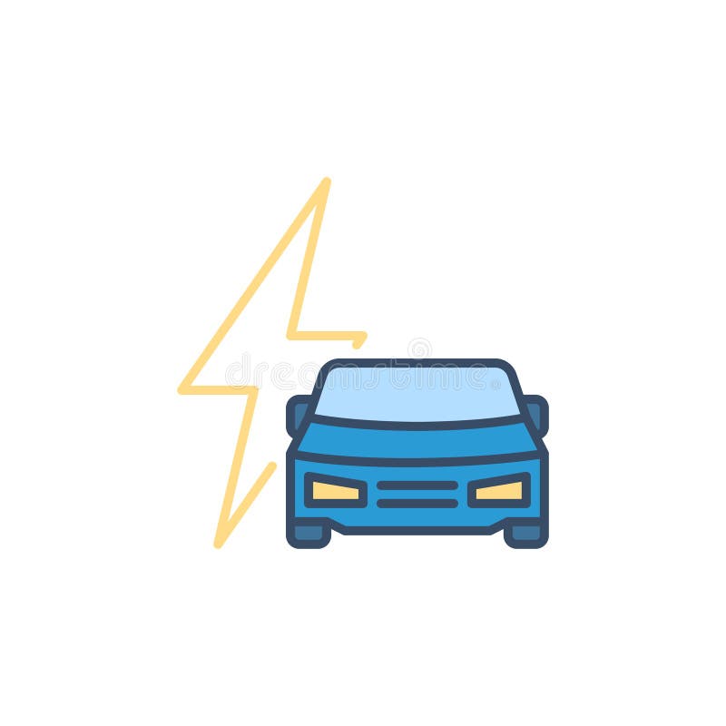 Lightning and EV Vector Colored Icon - Electric Car Symbol Stock Vector ...