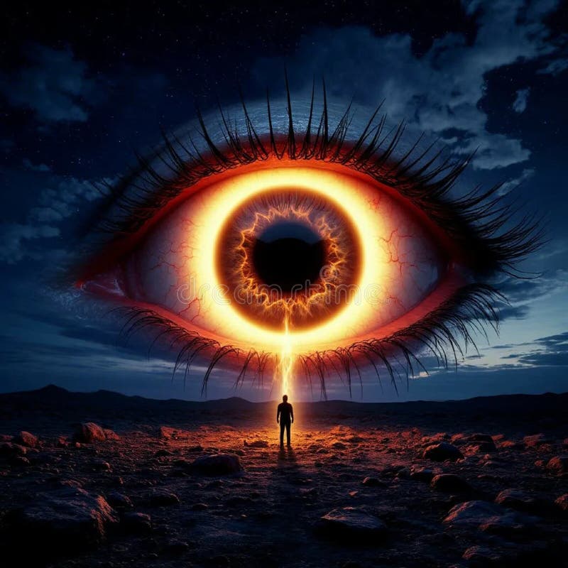 Lightning from the Eye from the Sky Stock Illustration - Illustration ...