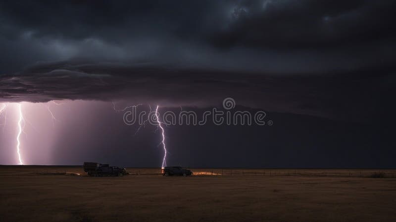 Lightning in the Field a Terrifying Scene of a Tornado Forming and a ...