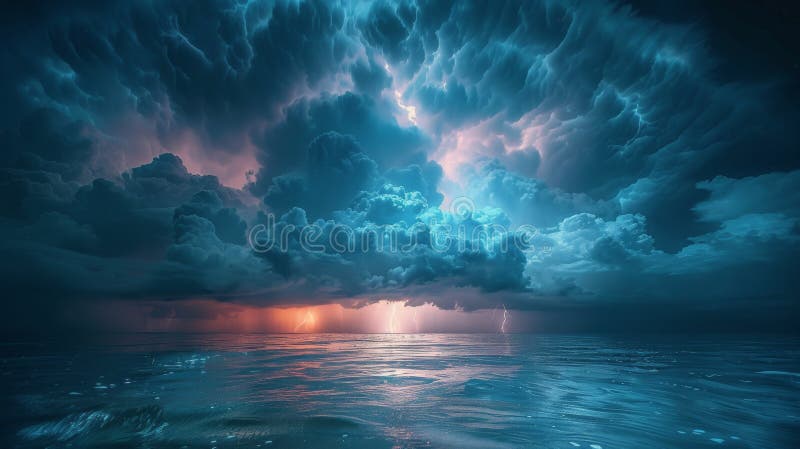 Lightning-Filled Cloud Over Water Stock Image - Image of ominous ...