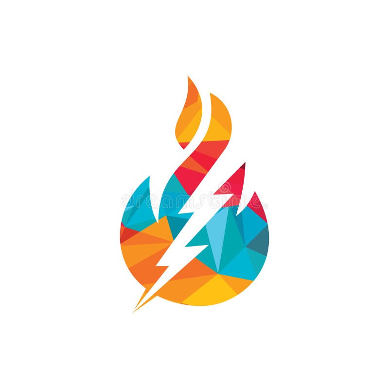 Lightning Fire Vector Logo Design Template. Fire Energy and Voltage ...