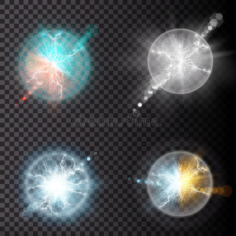 Lightning Flash Light Thunder Sparks on a Transparent Background Stock ...