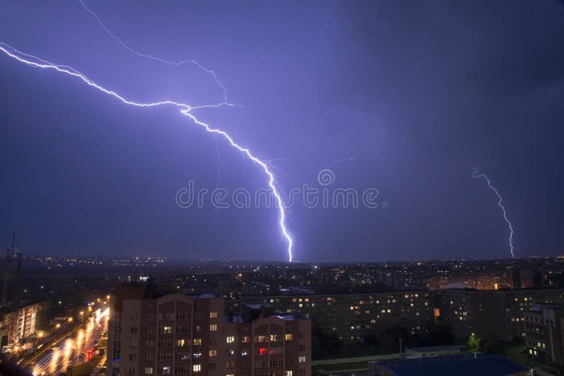 Lightning stock photo. Image of cloud, house, energy - 76375104