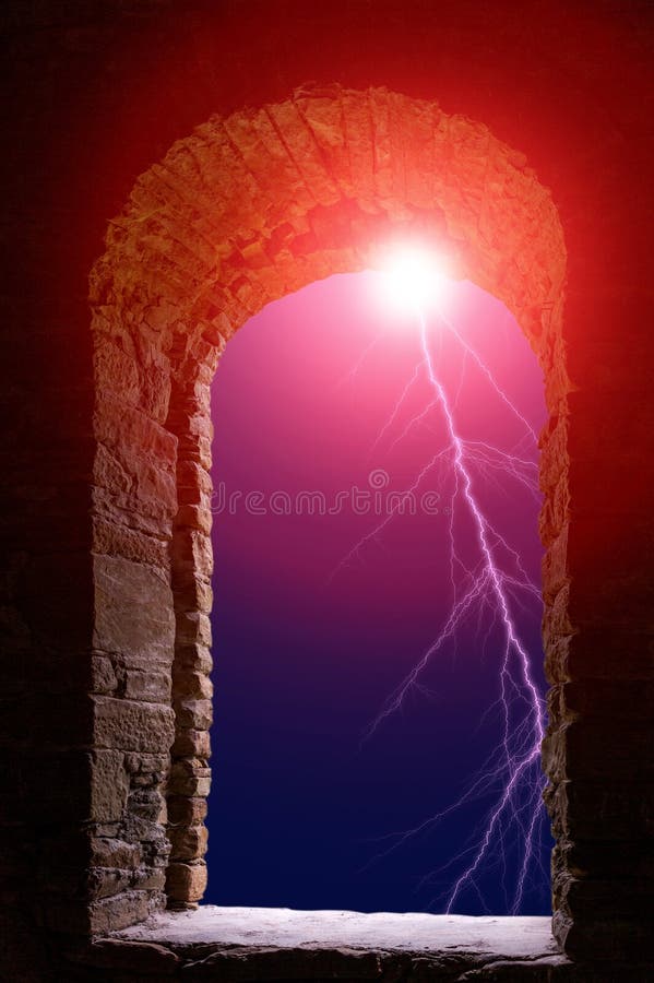 Lightning Flash Stone Window Stock Image - Image of blue, stones: 99208255