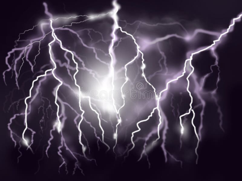 Electrical Discharges of Lightning during a Thunderstorm on a Dark ...
