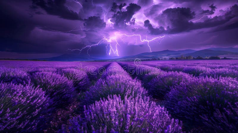 Lightning Forks through a Twilight Sky, Casting an Otherworldly Glow on ...