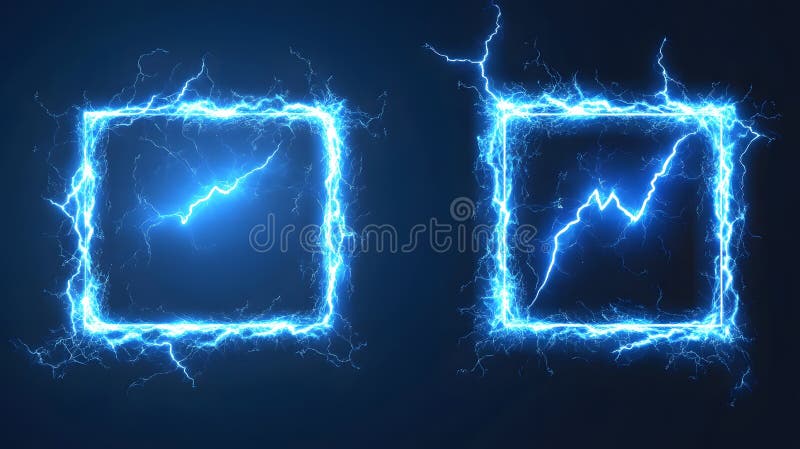 Lightning Frames, Blue Electric Borders of Rectangular and Square ...