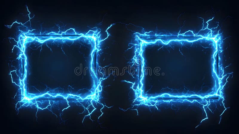 Lightning Frames, Blue Electric Borders of Rectangular and Square ...