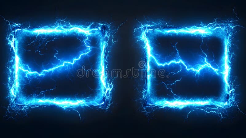 Lightning Frames, Blue Electric Borders of Rectangular and Square ...