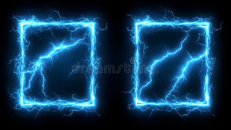 Lightning Frames, Blue Electric Borders of Rectangular and Square ...
