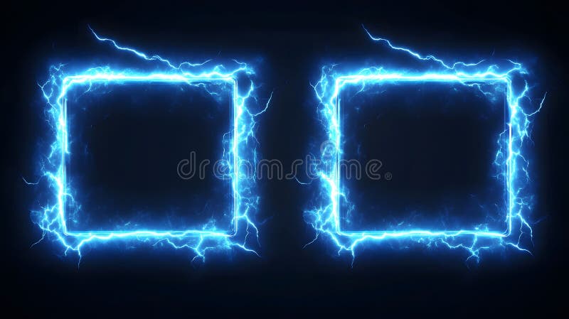 Lightning Frames, Blue Electric Borders of Rectangular and Square ...