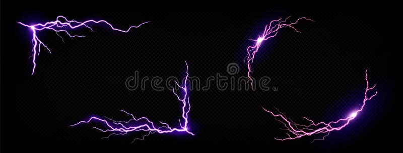 Lightning Frames, Electric Purple Flash Borders Stock Vector ...
