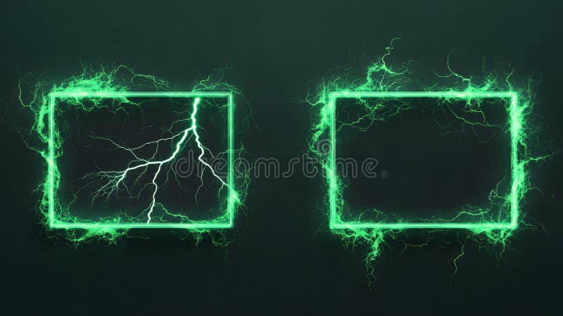 Lightning Frames, Green Electric Borders of Rectangular and Square ...