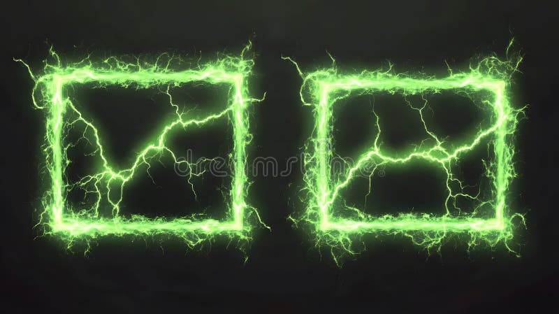 Lightning Frames, Green Electric Borders of Rectangular and Square ...