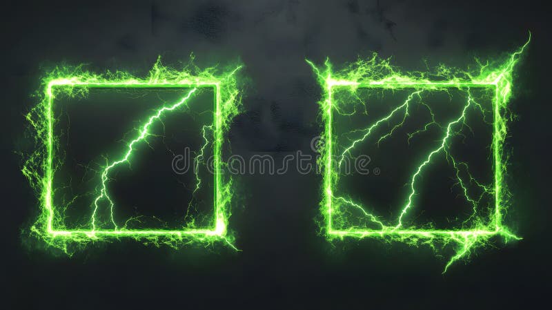 Lightning Frames, Green Electric Borders of Rectangular and Square ...