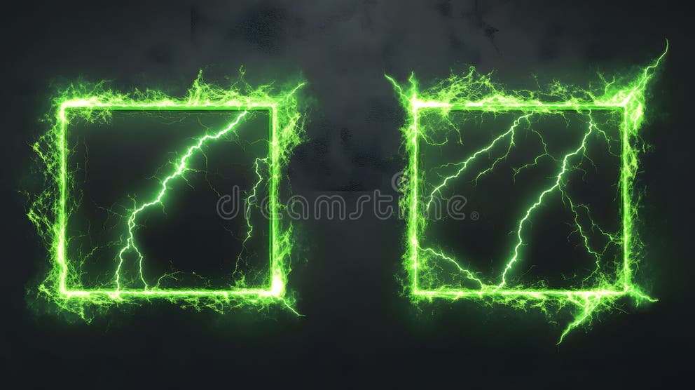 Lightning Frames, Green Electric Borders of Rectangular and Square ...