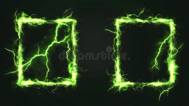 Lightning Frames, Green Electric Borders of Rectangular and Square ...