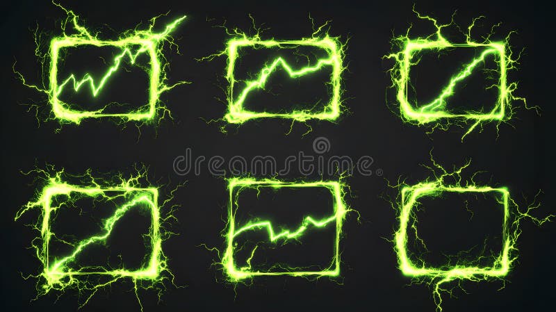Lightning Frames, Green Electric Borders of Rectangular and Square ...