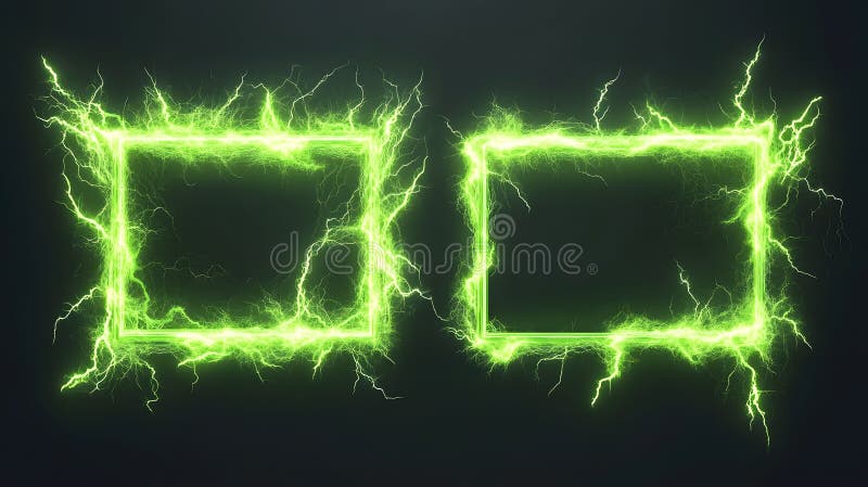 Lightning Frames, Green Electric Borders of Rectangular and Square ...