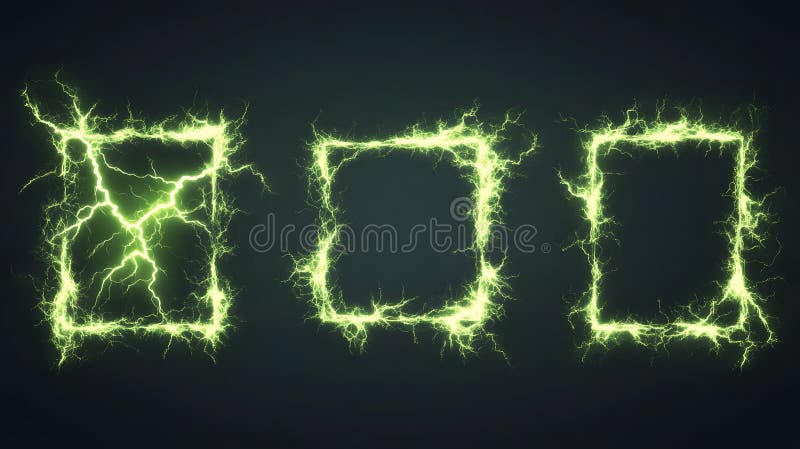 Lightning Frames, Green Electric Borders of Rectangular and Square ...