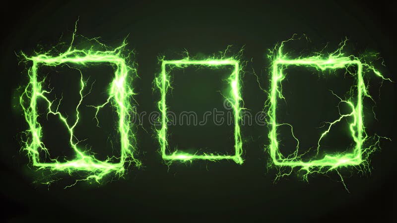 Lightning Frames, Green Electric Borders of Rectangular and Square ...