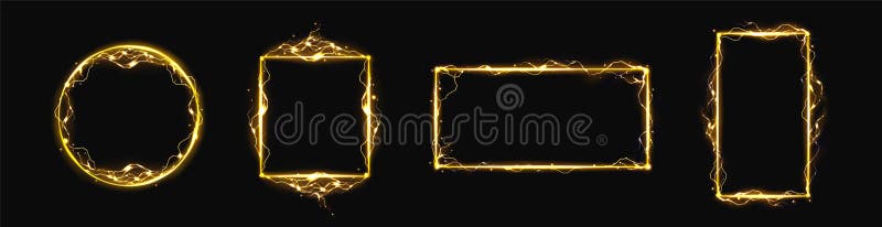Lightning Frames Yellow Thunderbolt Effect Borders Stock Illustration ...