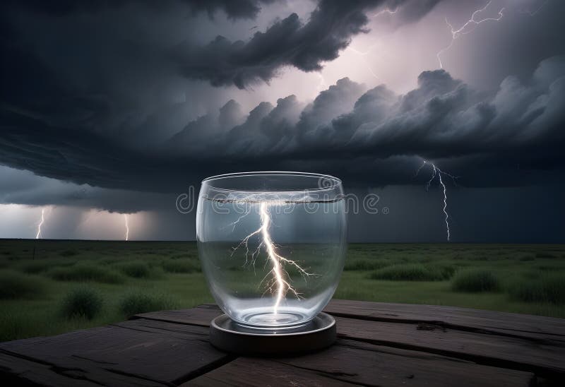 Lightning in a Glass Against the Background of a Thundercloud Stock ...