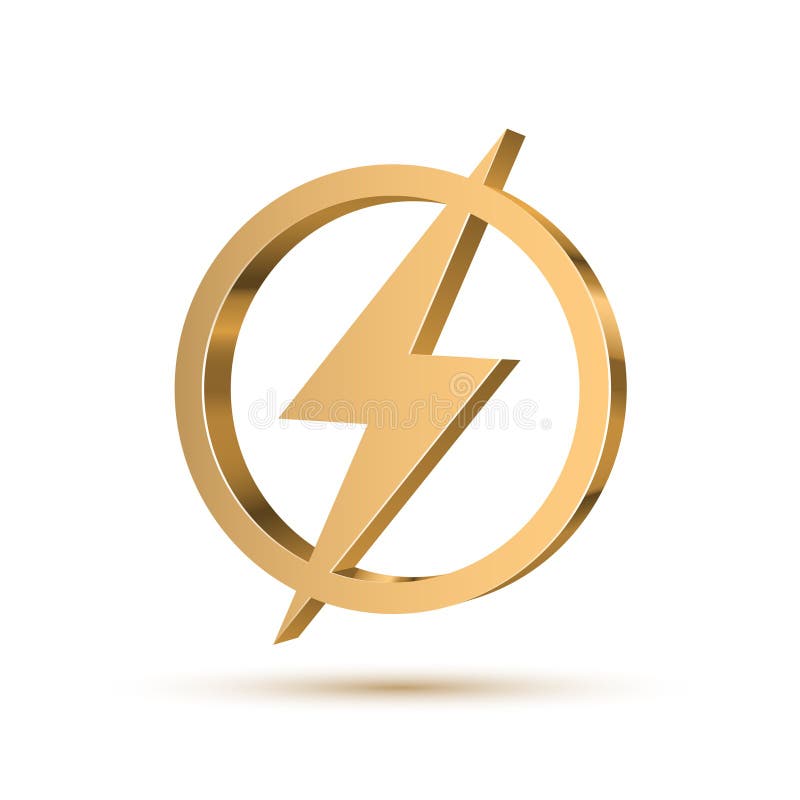 Lightning Gold 3d Icon. Flash Symbol or Emblem Stock Illustration ...