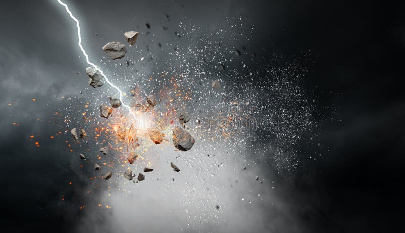 Lightning in Gray Sky. Mixed Media Stock Photo - Image of background ...