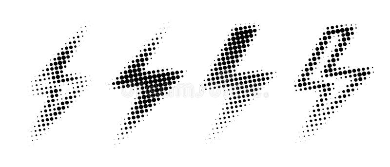 Lightning in Halftone Style. Symbol of Energy, Electric Thunder on ...