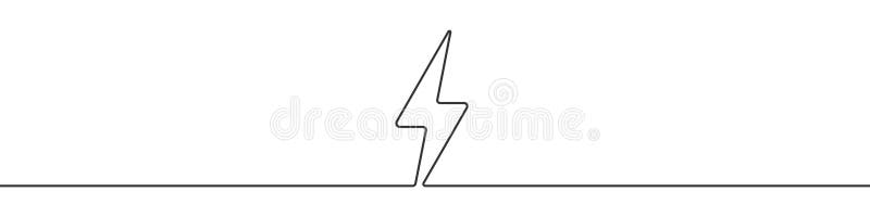 Lightning Icon in Continuous Line Drawing Style. Line Art of Lightning ...