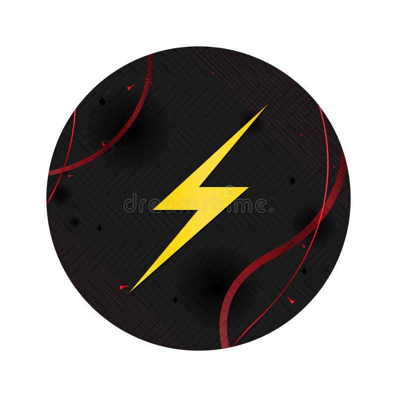 Lightning Icon Elegant Black Round Button Stock Vector - Illustration ...