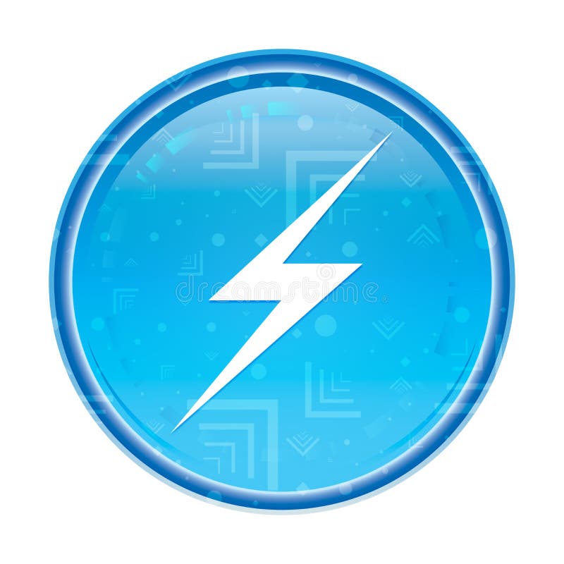 Lightning Icon Floral Blue Round Button Stock Illustration ...
