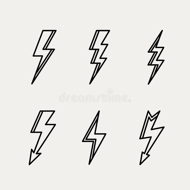 Lightning Icon Minimal Linear Contour Outline Stock Vector ...