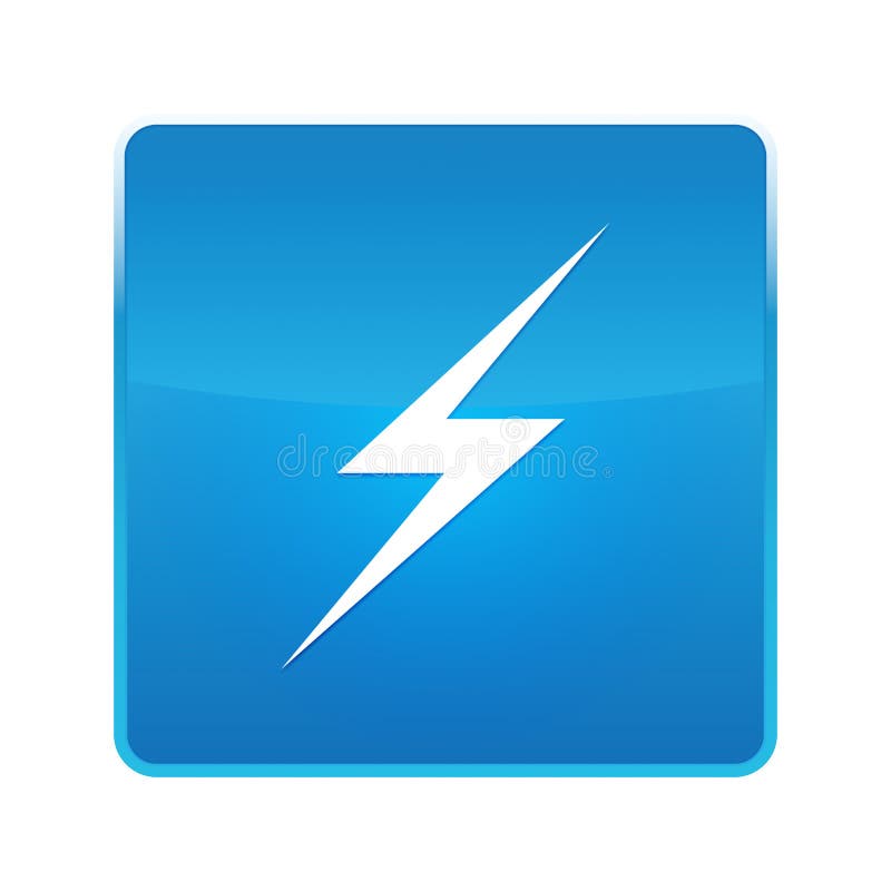 Lightning Icon Shiny Blue Square Button Stock Illustration ...