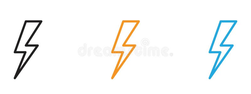 Lightning Icon Thin Line Illustration Set Stock Vector - Illustration ...