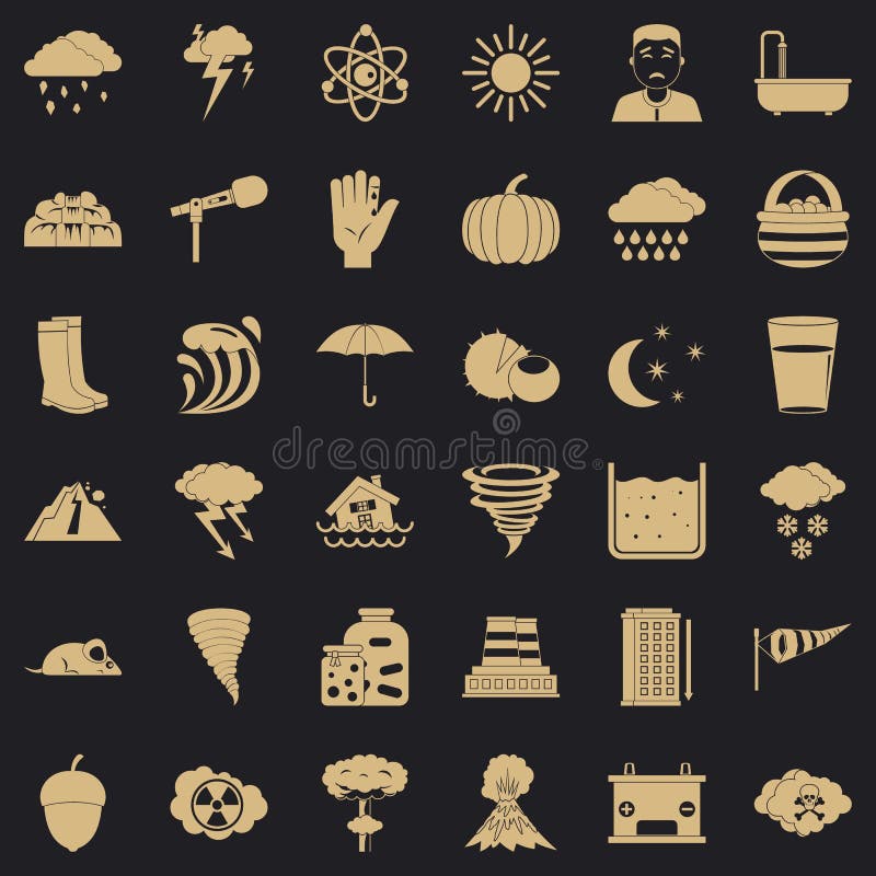 Lightning Icons Set, Simple Style Stock Vector - Illustration of ...