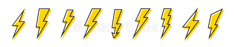 Lightning Icons Set. Thunder and Bolt. Flash Icon. Lightning Bolt ...
