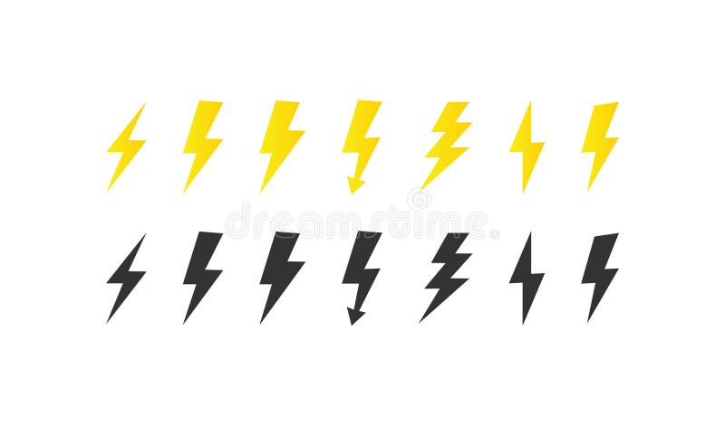Lightning Icons Set. Thunder Vector Stock Vector - Illustration of ...