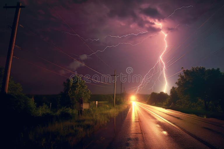 Lightning Illuminating a Tornados Path at Night Stock Image - Image of ...
