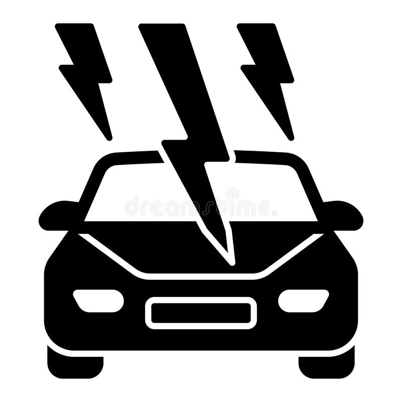 Lightning Impact Car Vehicle Solid Icon, Insurance Event Concept ...