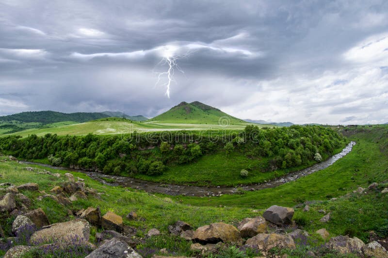 Lightning Landscape stock photo. Image of science, cloudy - 8715670