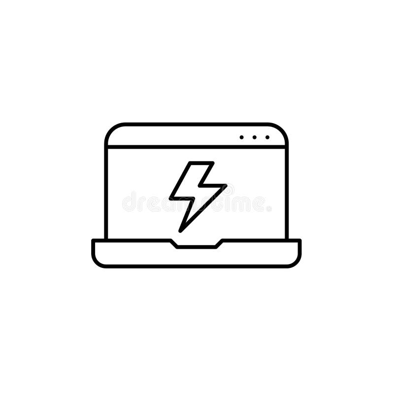Lightning on Laptop. Power Battery Charging Cycle, Reusable Energy ...