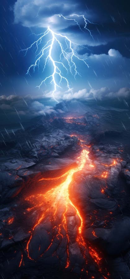 Lightning and Lava Bright Background Wallpaper Stock Illustration ...
