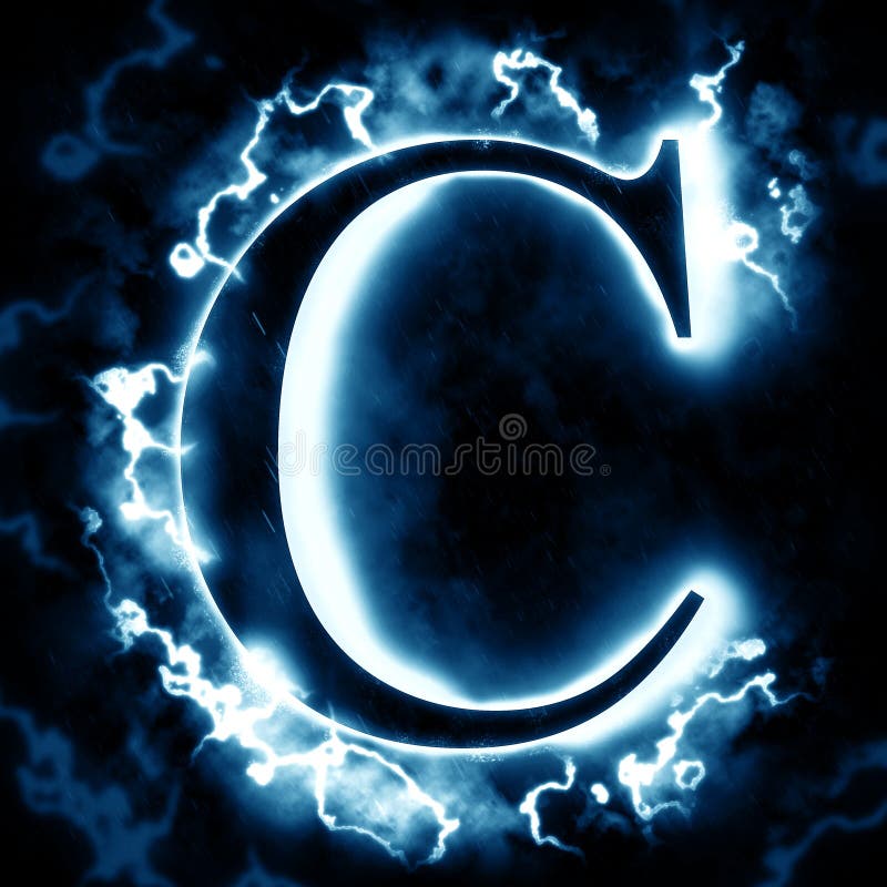 Lightning letter C stock illustration. Illustration of plasma - 193500111