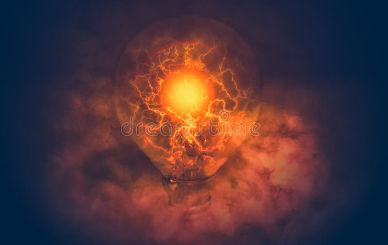 Lightning from light bulb stock illustration. Illustration of fear ...