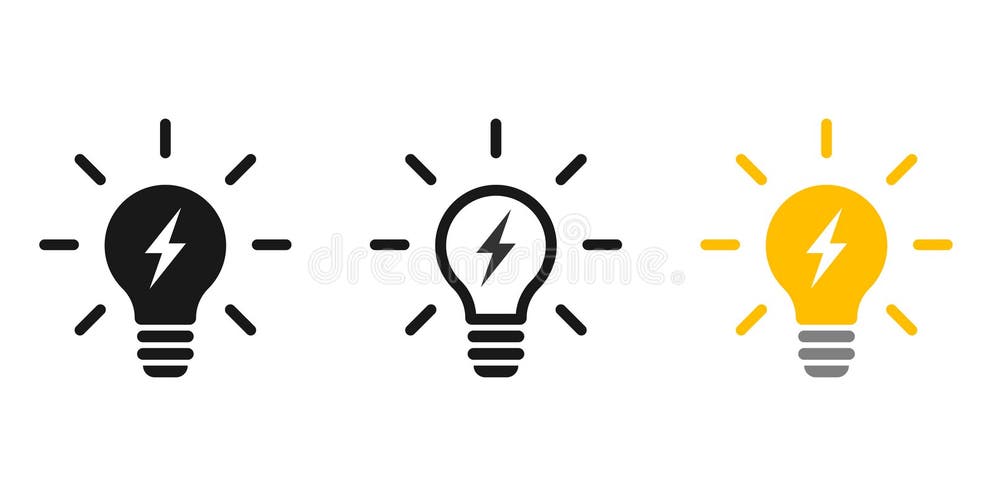 Lightning in Light Bulb Icon. Light Bulb Symbol with a Lightning Bolt ...