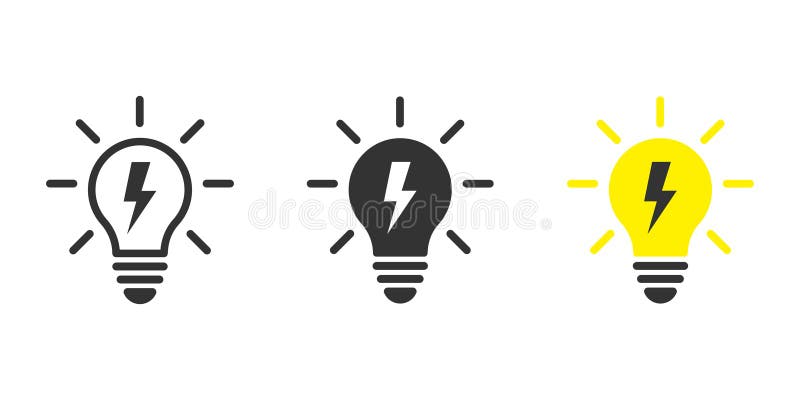 Lightning in Light Bulb Icon. Light Bulb Symbol with a Lightning Bolt ...