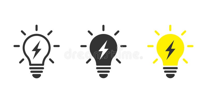 Lightning in Light Bulb Icon. Light Bulb Symbol with a Lightning Bolt ...